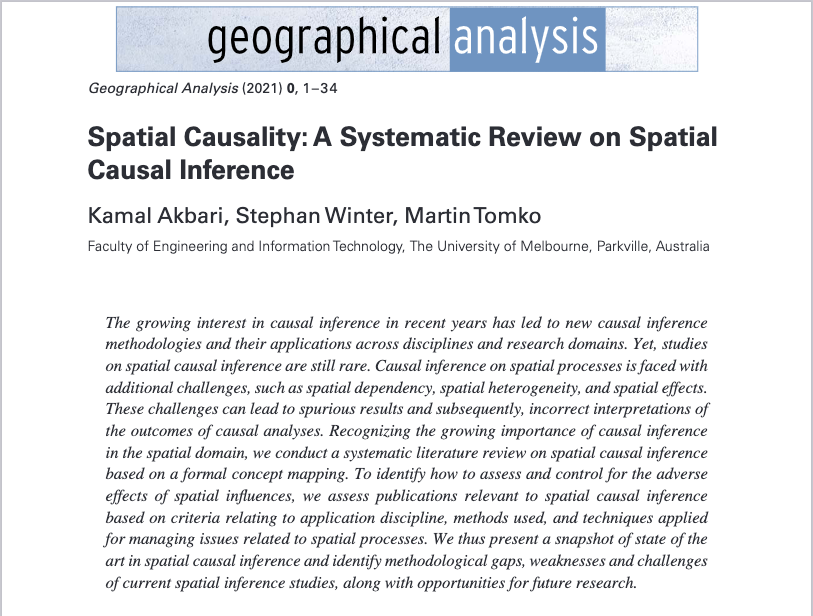 Kamals Review Of Spatial Causal Inference Published · Spatial Group